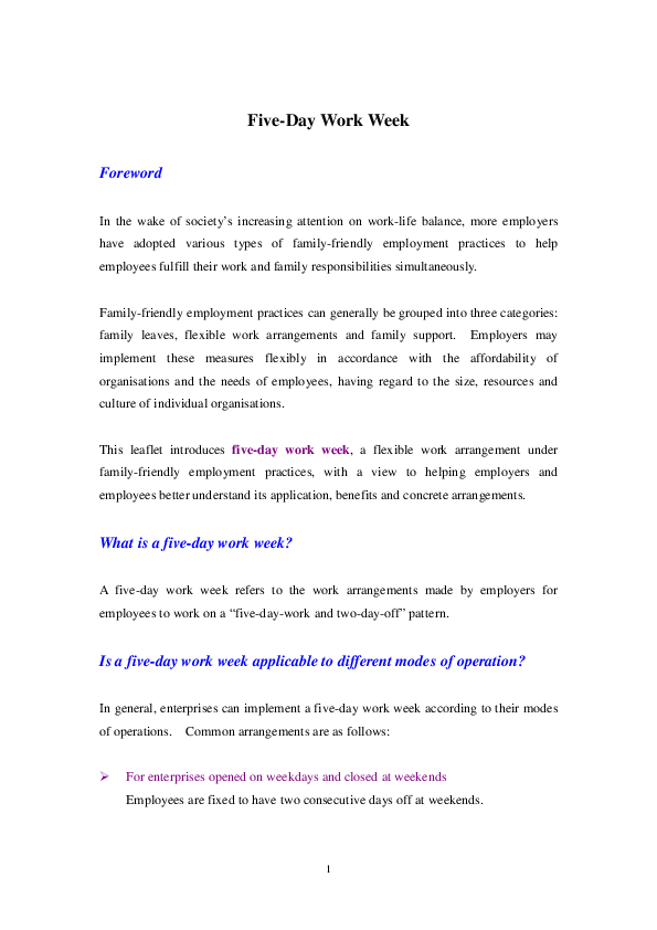(PDF) Five-Day Work Week