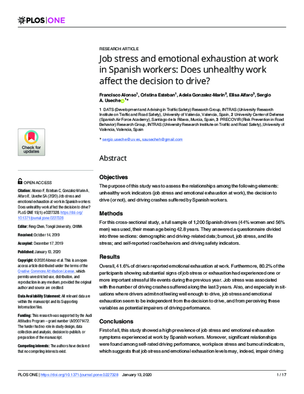 (PDF) Job stress and emotional exhaustion at work in Spanish workers ...