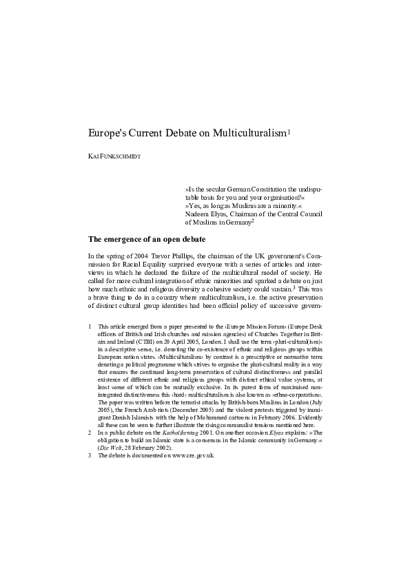 (PDF) Europe’s Current Debate on Multiculturalism [English]