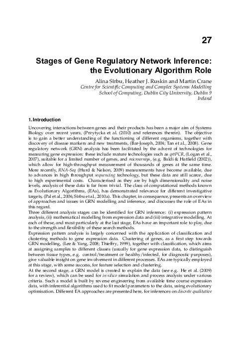 (PDF) Stages of Gene Regulatory Network Inference: the Evolutionary Algorithm Role