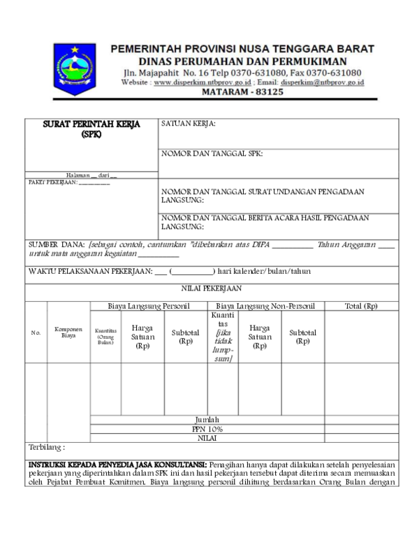 (PDF) SURAT PERINTAH KERJA (SPK