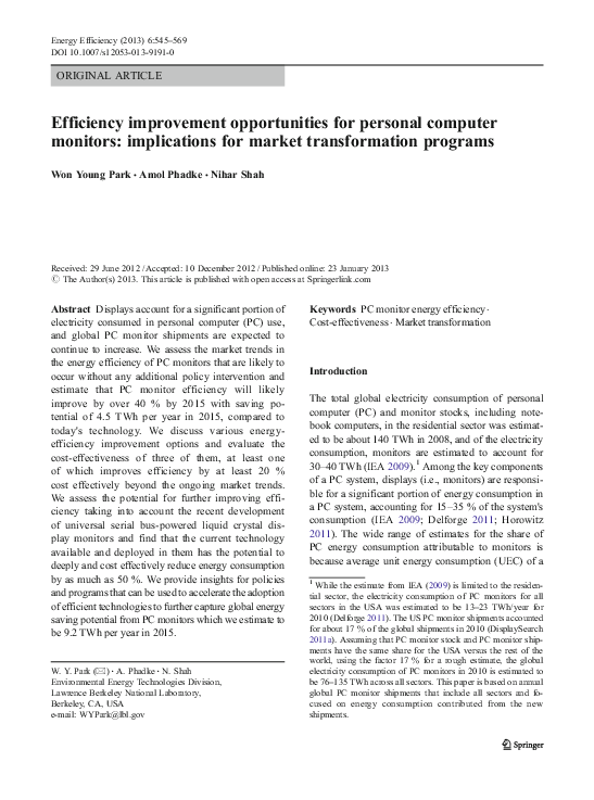 (PDF) Efficiency improvement opportunities for personal computer ...