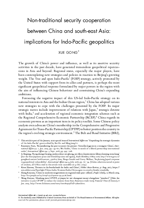 (PDF) Non-traditional security cooperation between China and south-east ...