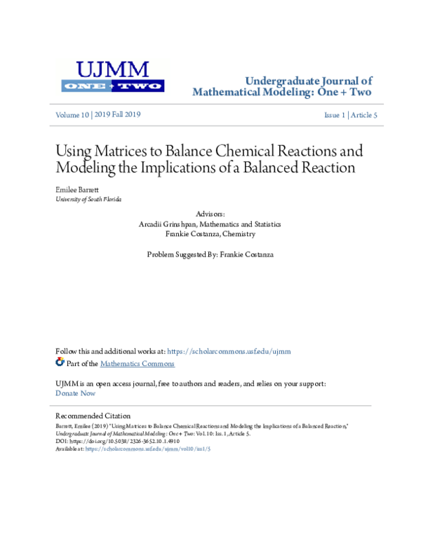 (PDF) Undergraduate Journal of Mathematical Modeling: One + Two Using ...