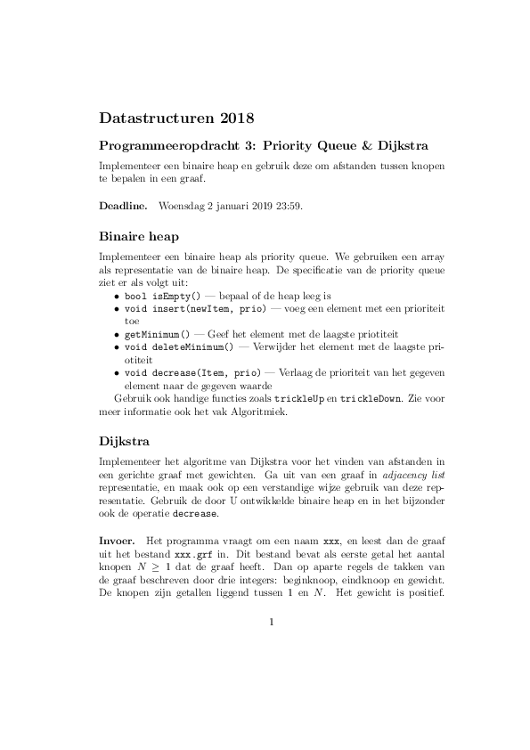 (PDF) Datastructuren 2018 Programmeeropdracht 3: Priority Queue & Dijkstra