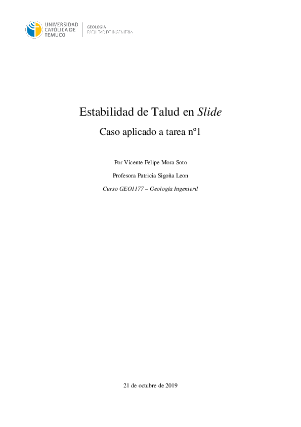 (PDF) Estabilidad de Talud en Slide Caso aplicado a tarea nº1