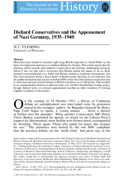 (PDF) Diehard Conservatives and the Appeasement of Nazi Germany, 1935−1940