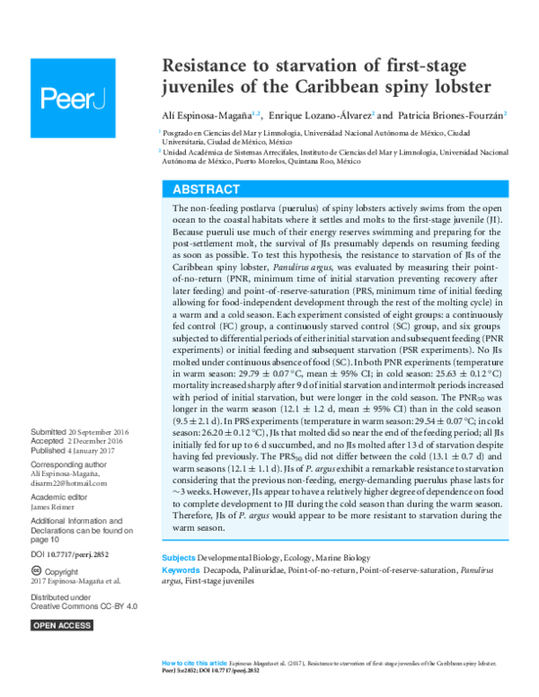 (PDF) Resistance to starvation of first-stage juveniles of the ...