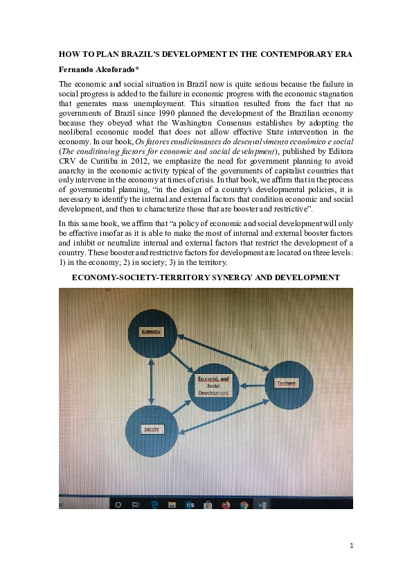(PDF) HOW TO PLAN BRAZIL'S DEVELOPMENT IN THE CONTEMPORARY ERA
