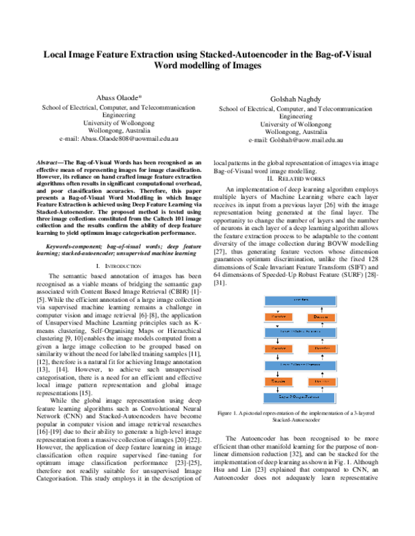 Pdf Local Image Feature Extraction Using Stacked Autoencoder In The