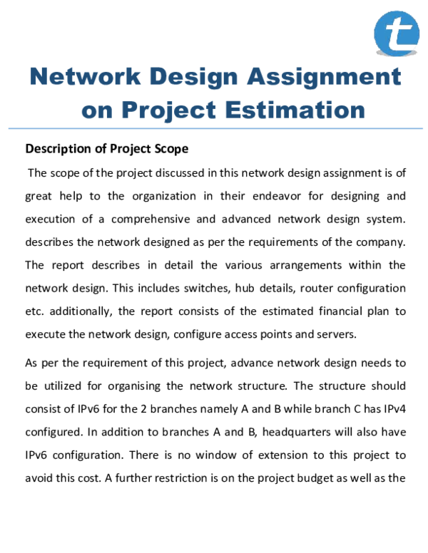 Pdf Network Design Assignment On Project Estimation