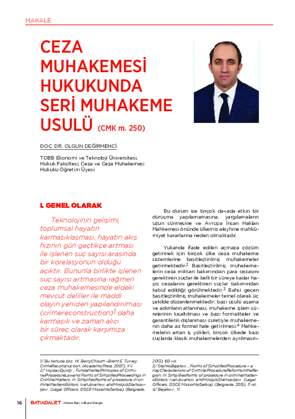 (PDF) CEZA MUHAKEMESİ HUKUKUNDA SERİ MUHAKEME USULÜ (CMK m. 250