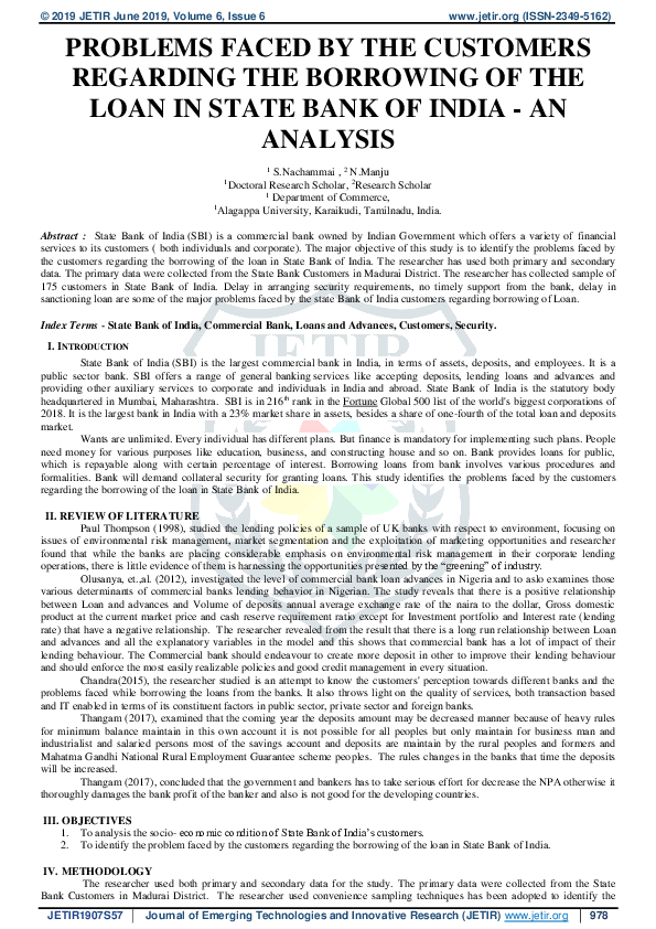 (PDF) PROBLEMS FACED BY THE CUSTOMERS REGARDING THE BORROWING OF THE ...