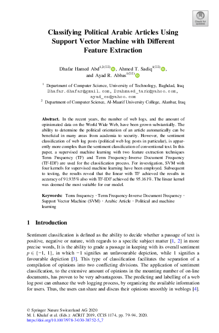 (PDF) Classifying Political Arabic Articles Using Support Vector ...