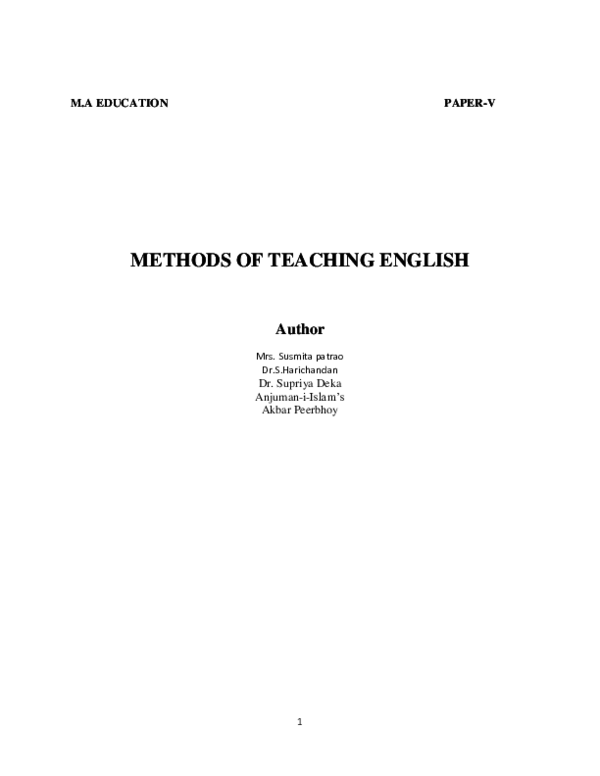 (PDF) METHODS OF TEACHING ENGLISH