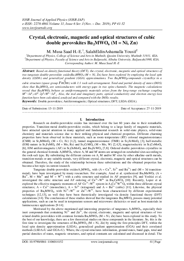 (PDF) Crystal, electronic, magnetic and optical structures of cubic ...