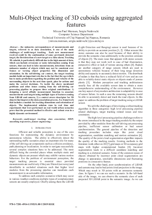 (PDF) Multi-Object tracking of 3D cuboids using aggregated features