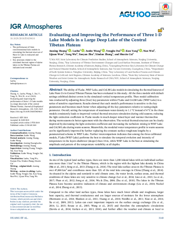 (PDF) Evaluating and Improving the Performance of Three 1-D Lake Models ...