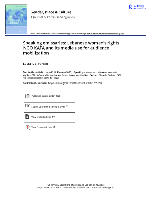 (PDF) Speaking emissaries: Lebanese women's rights NGO KAFA and its ...