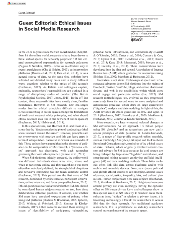 (PDF) Ethical Issues in Social Media Research