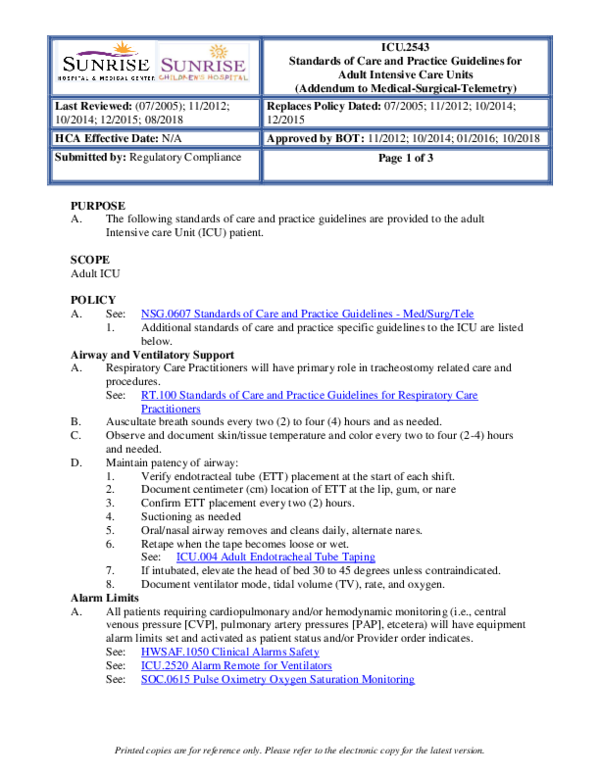 (DOC) ICU.2543 ICU Standards of Care and Practice Guidelines (Addendum ...