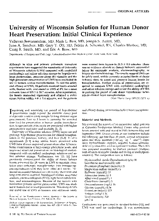 (PDF) University of Wisconsin solution for human donor heart ...