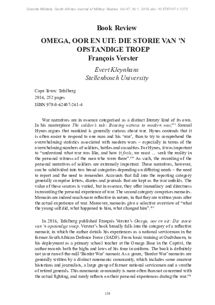 (PDF) Book Review - Omega, Oor en Uit: Die Storie van 'n Opstandige Troep