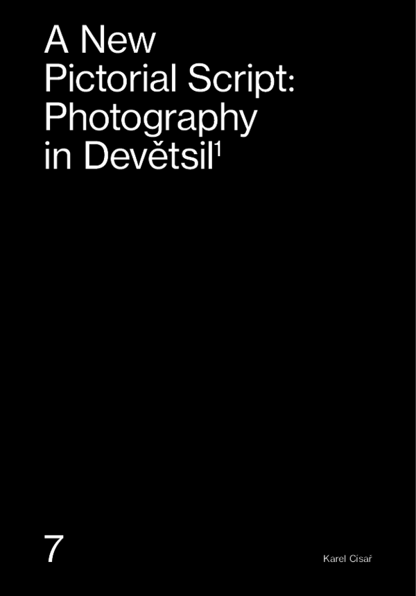 (PDF) A New Pictorial Script: Photography in Devětsil, in: Alena ...