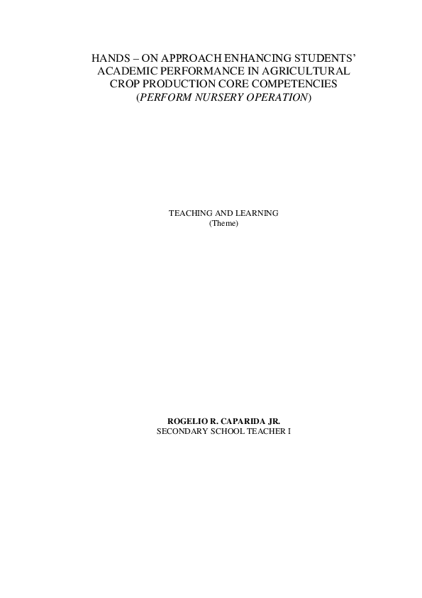 (DOC) HANDS -ON APPROACH ENHANCING STUDENTS' ACADEMIC PERFORMANCE IN ...