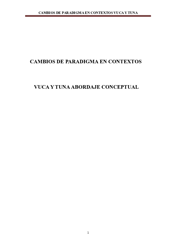 (DOC) VUCA Y TUNA ABORDAJE CONCEPTUAL CAMBIOS DE PARADIGMA EN CONTEXTOS ...