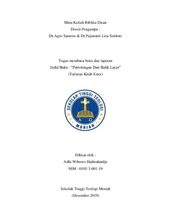 (DOC) "Pertolongan Dari Balik Layar": Tafsiran Kitab Ester