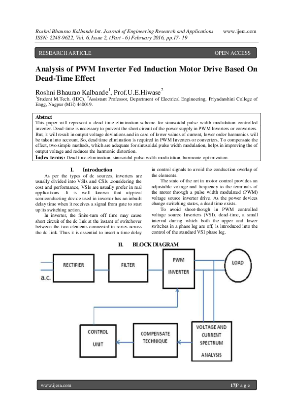 (PDF) Analysis of PWM Inverter Fed Induction Motor Drive Based On Dead-Time Effect
