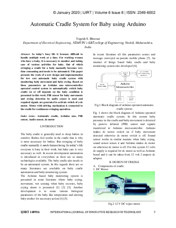 (PDF) Automatic Cradle System for Baby using Arduino