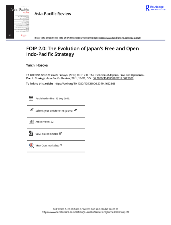 (PDF) FOIP 2.0: The Evolution of Japan's Free and Open Indo-Pacific Strategy