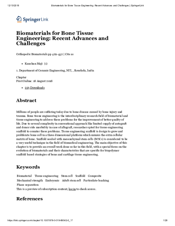 (PDF) Biomaterials for Bone Tissue Engineering Recent Advances and ...