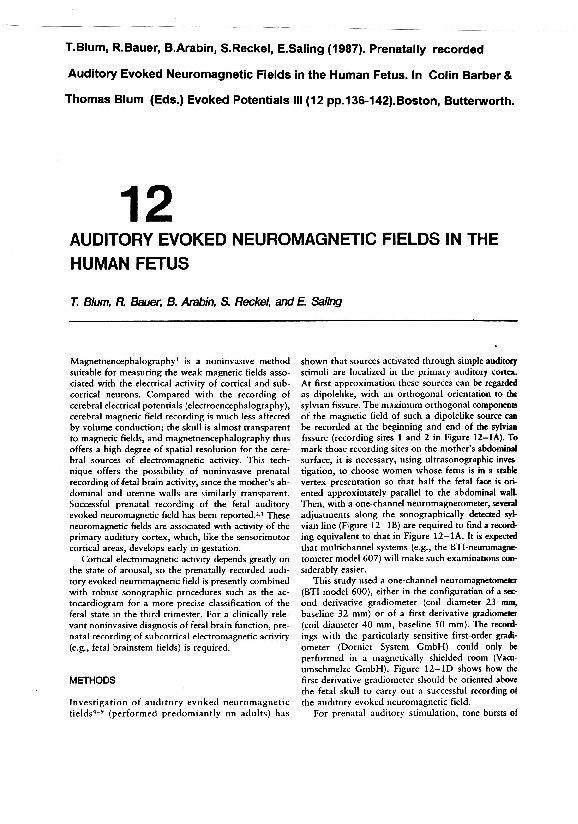(PDF) Auditory Evoked Neuromagnetic Fields in the Human Fetus