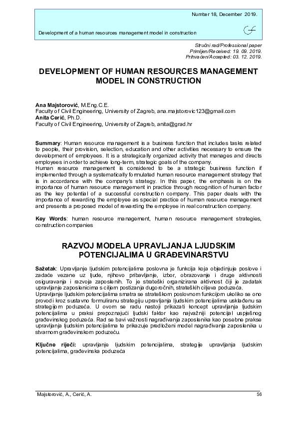 (PDF) DEVELOPMENT OF HUMAN RESOURCES MANAGEMENT MODEL IN CONSTRUCTION