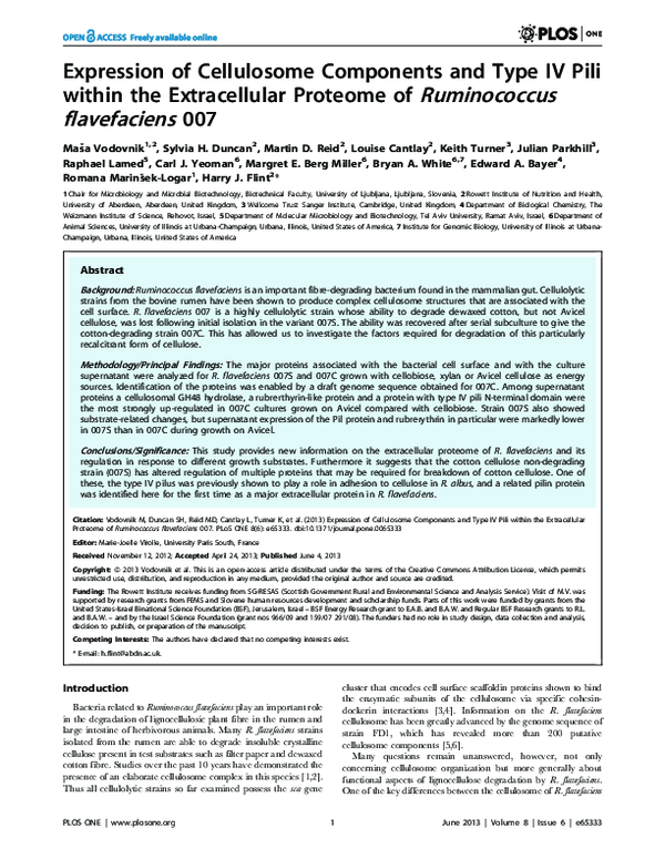 (PDF) Expression of Cellulosome Components and Type IV Pili within the ...