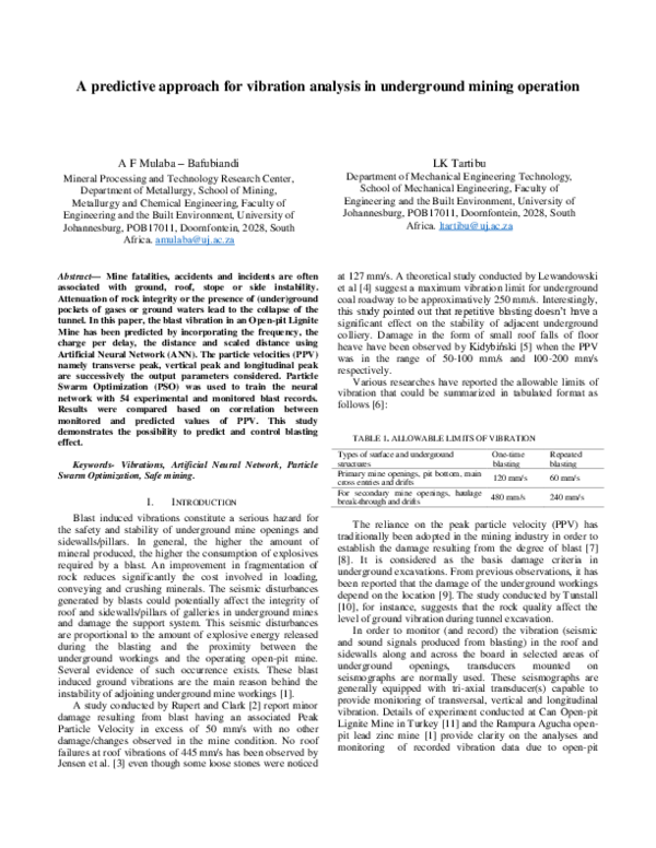 (PDF) A predictive approach for vibration analysis in underground ...
