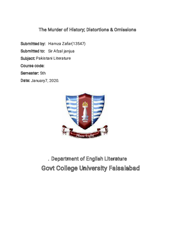 (PDF) THE MURDER OF HISTORY ; DISTORTIONS & OMISSIONS