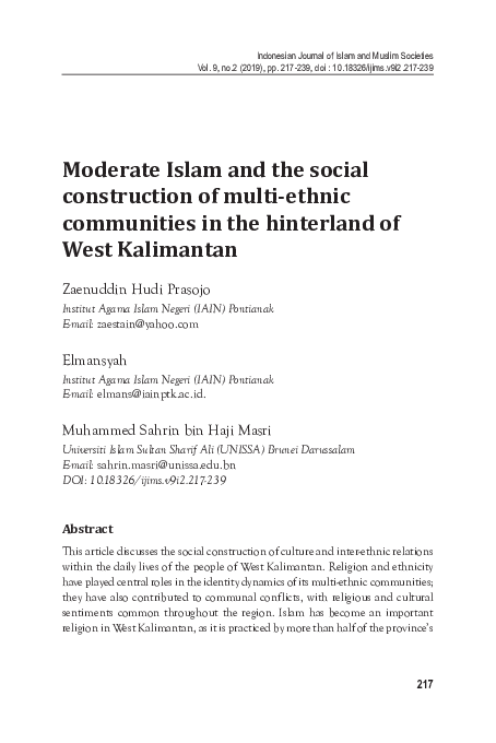 (PDF) Moderate Islam and the social construction of multi-ethnic ...