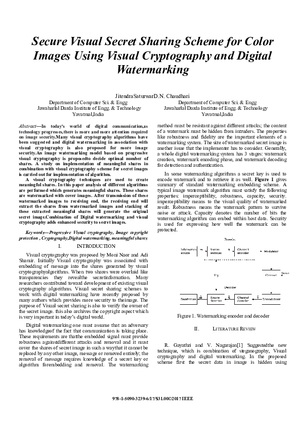 Pdf Secure Visual Secret Sharing Scheme For Color Images Using Visual Cryptography And Digital
