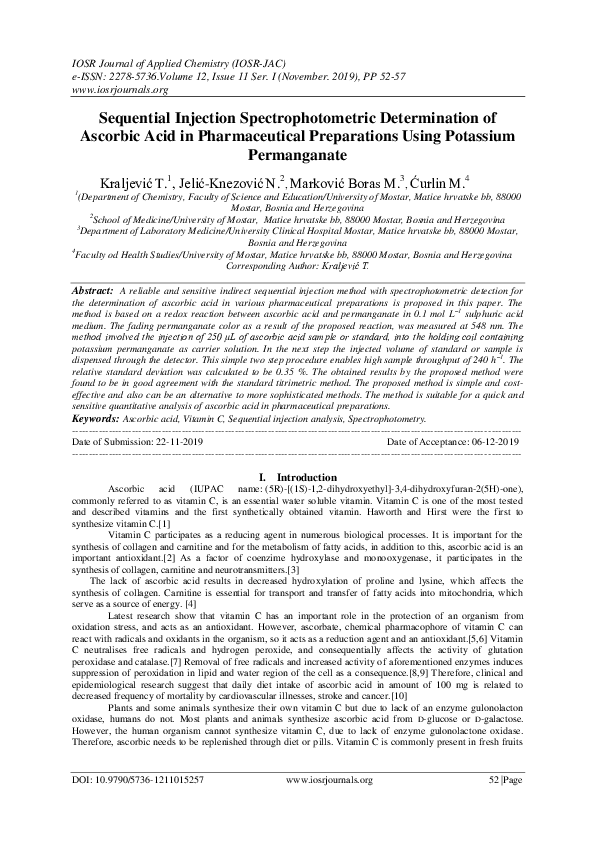 (PDF) Sequential Injection Spectrophotometric Determination of Ascorbic Acid in Pharmaceutical ...