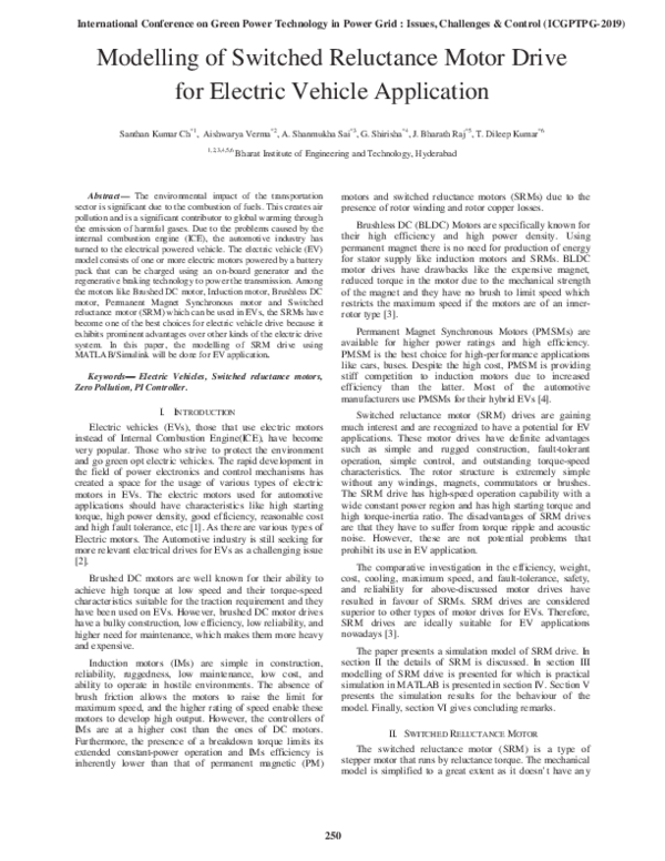 Pdf Modelling Of Switched Reluctance Motor Drive For Electric Vehicle Application