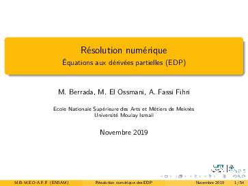 (PDF) Résolution numérique Équations aux dérivées partielles (EDP ...