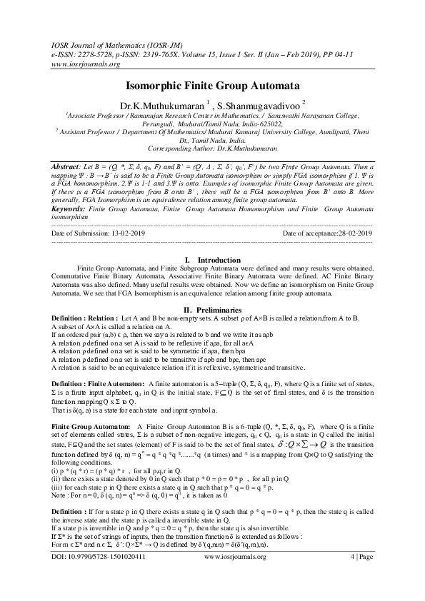 (PDF) Isomorphic Finite Group Automata