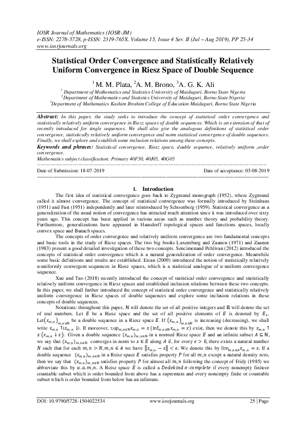 (PDF) Statistical Order Convergence and Statistically Relatively Uniform Convergence in Riesz ...