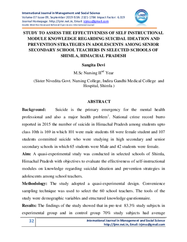 (PDF) STUDY TO ASSESS THE EFFECTIVENESS OF SELF INSTRUCTIONAL MODULE ...