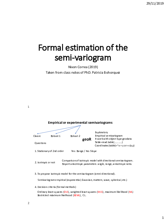 (PDF) Formal estimation of the semi-variogram