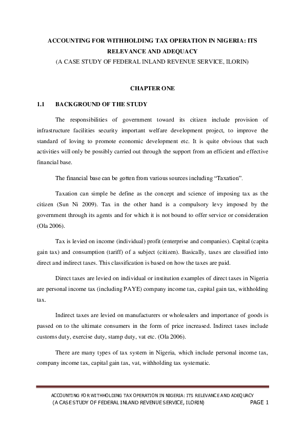 (DOC) ACCOUNTING FOR WITHHOLDING TAX OPERATION IN NIGERIA: ITS ...